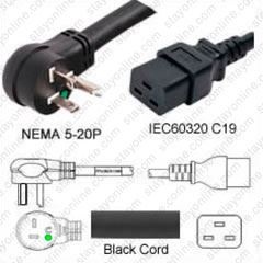 Nema 5-20 Male Plug Angled Up To Iec320 C19 Connector 1.8 Meters / 6 ...
