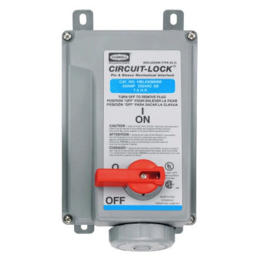 Buy Hubbell HBL430MI9W Mechanical Interlock Enclosure for IEC 60309 ...