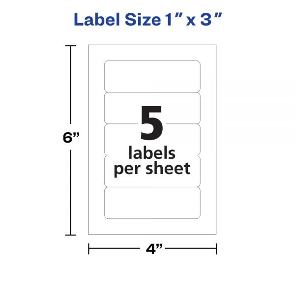 Avery Removable Multi Use Labels Inkjet Laser Printers 1 X 3 White 