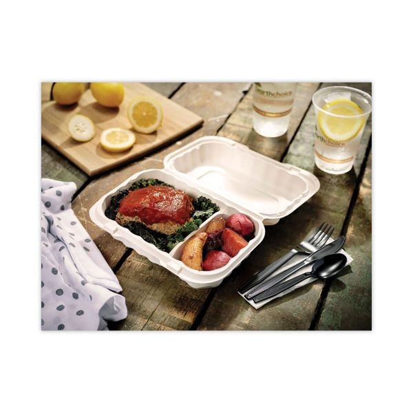 Pactiv Evergreen Earthchoice Smartlock Microwavable Mfpp Hinged Lid Container 2 Compartment 9