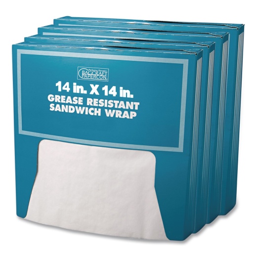 Bagcraft Grease-Resistant Paper Wraps And Liners, 14 X 14, White, 1,000 ...