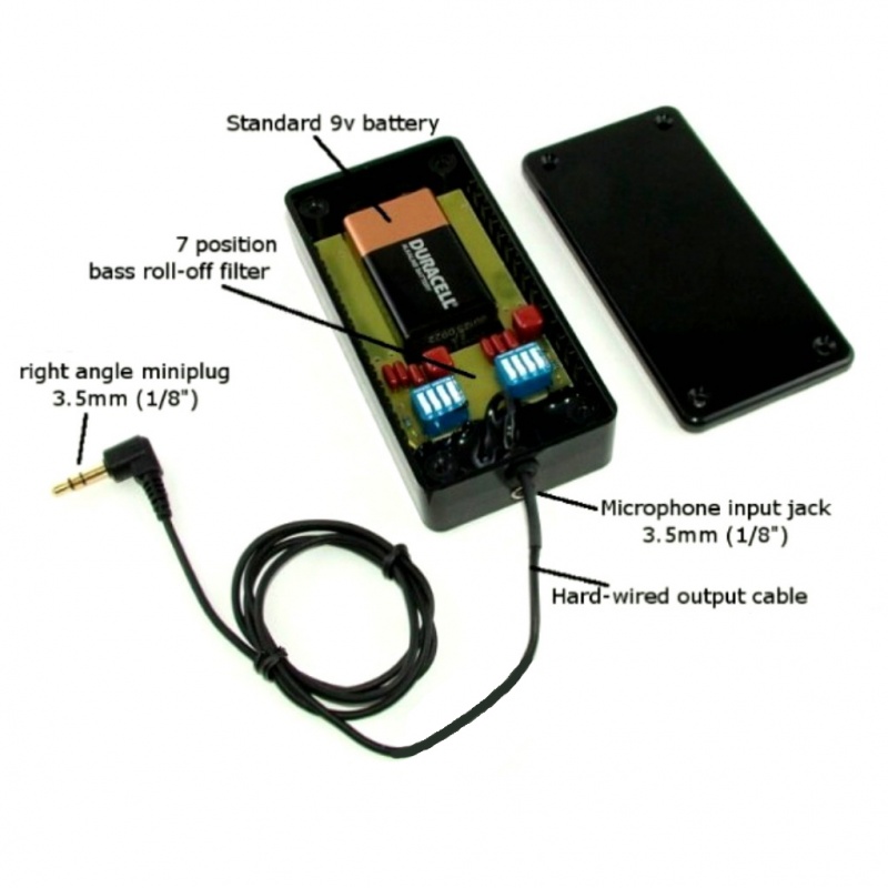 Microphone Power Supply With Bass Roll Off And 9V Battery