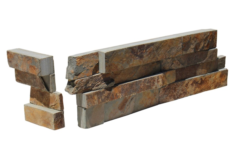 Natural Gold Slate Ledgestone Corner - Split Face - 6" X 18" X 6"