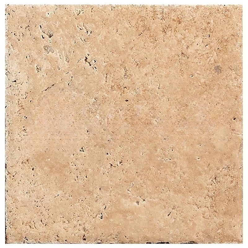 Walnut Travertine Tile Sample 8" x 8" x 3/8" Chiseled & Brushed - Stone ...