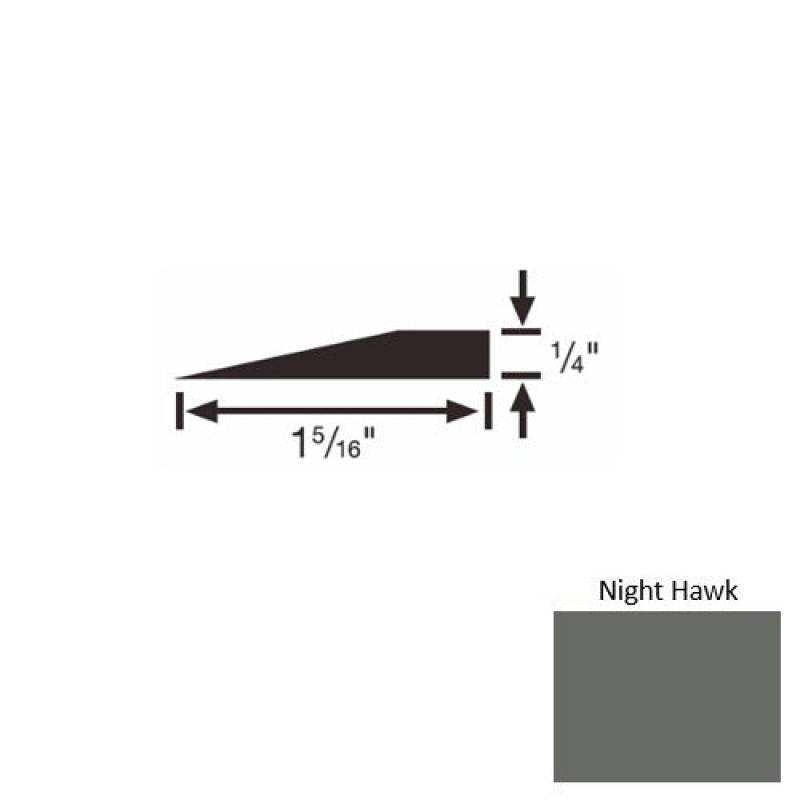 Solid 24 Night Hawk Rubber Reducer Strip - 1 5/16" X 9 Ft (108") X 1/4"