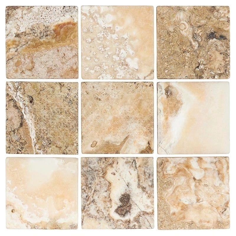 Antico Onyx Travertine Tile Sample - 3"x6"x3/8" Tumbled