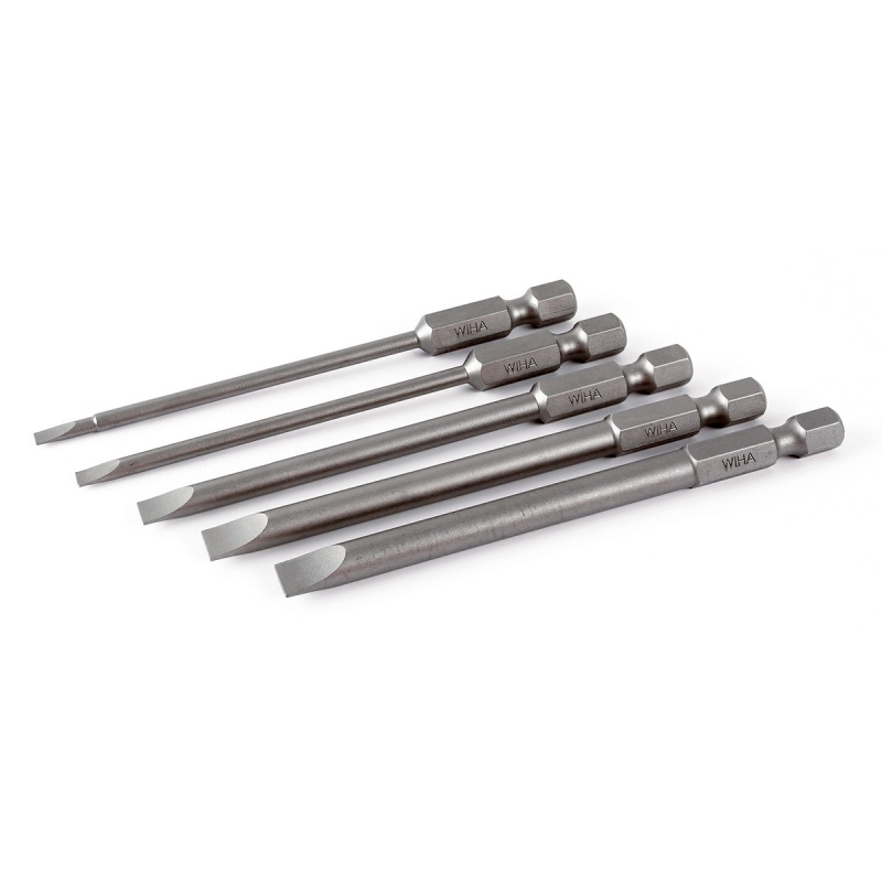 Wiha Slotted Power Bits (5 Piece Set) - Premium Quality Tool Steel for ...