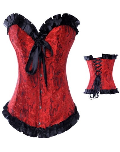 Red Gorgeous Dragon Pattern Corset L - Buy Online at Best Price