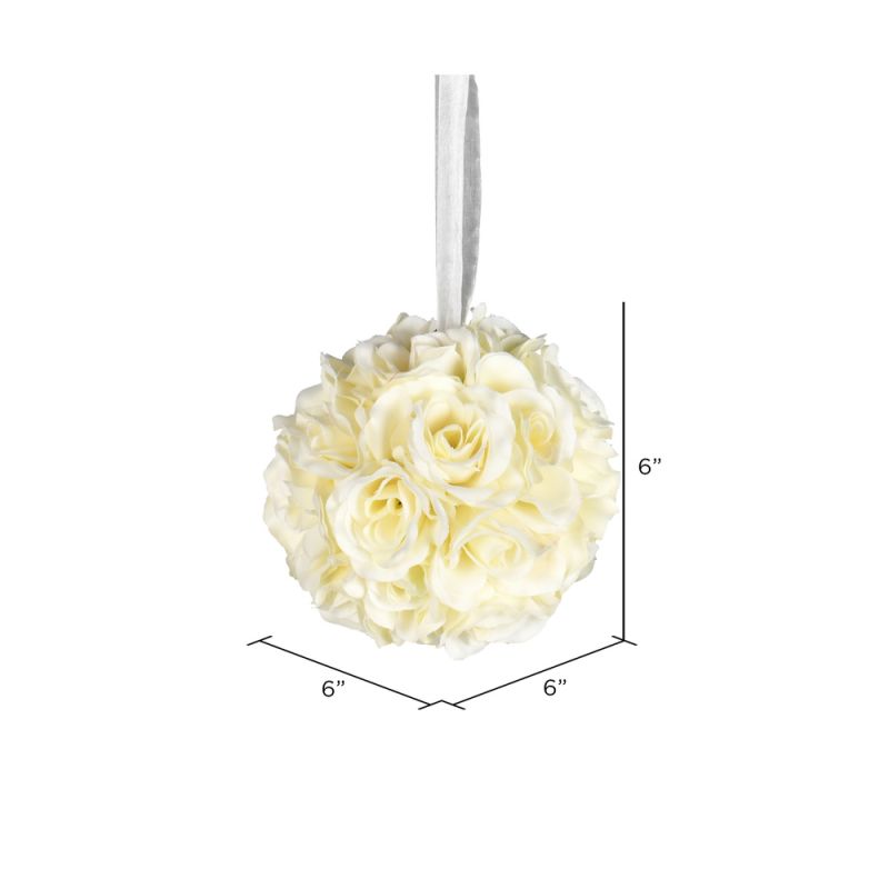 6" White Rose Ball 2/Pk