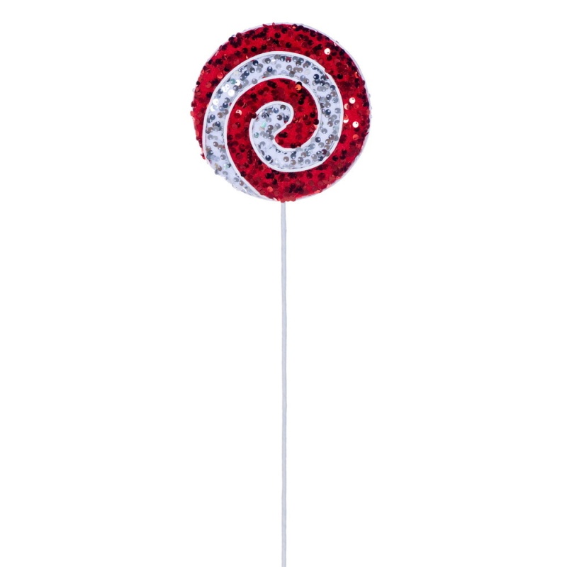 21" Red/White Sequin Lollipop 2 Asst/Set