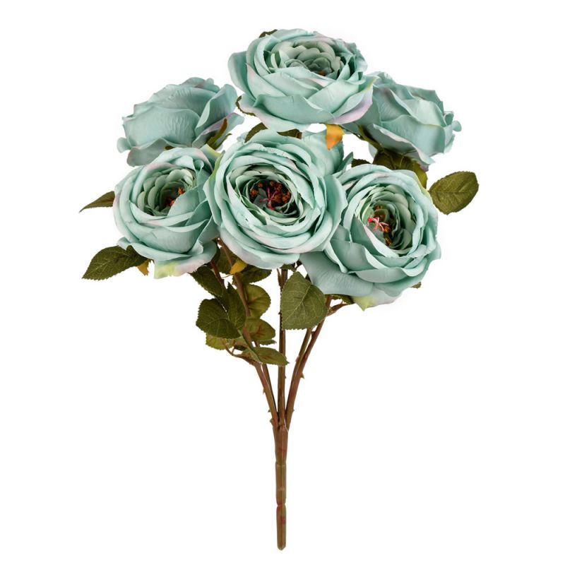 Buy 17.5" Powder Blue Rose Bush Online - Artificial Flower Arrangement