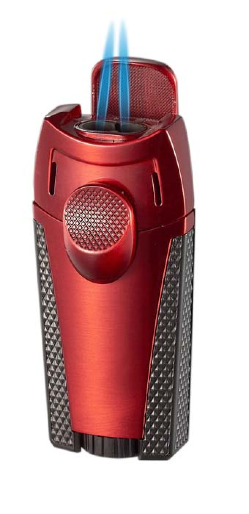 Visol Meru Dual Torch Cigar Lighter - Premium Red Finish Butane Lighter
