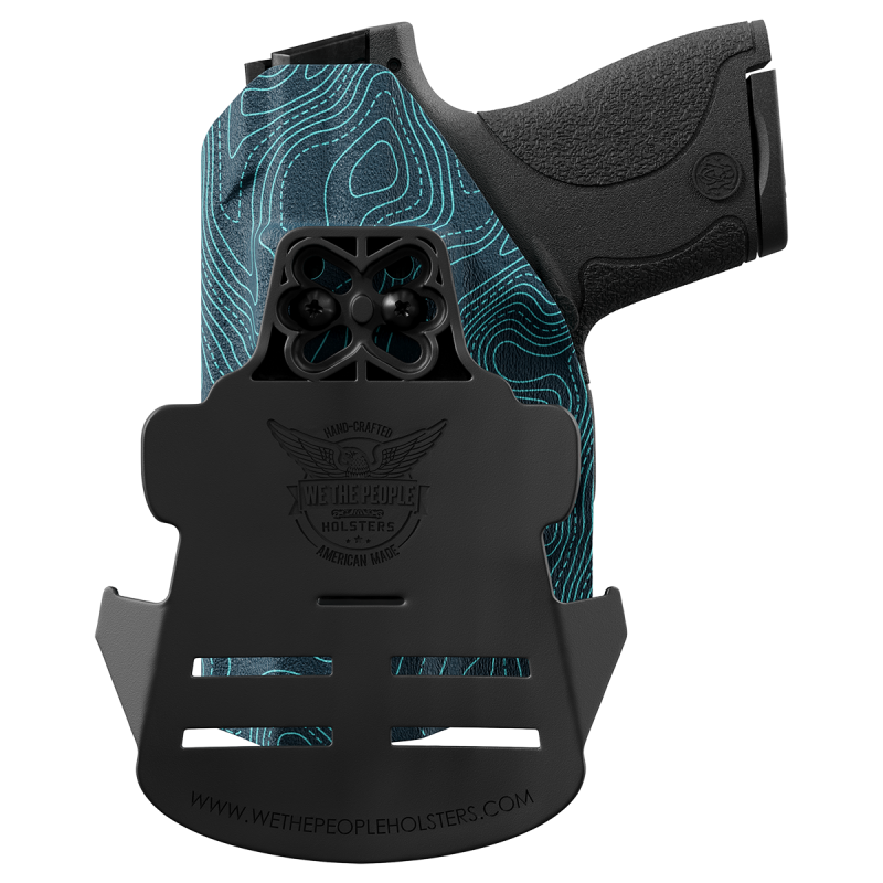 Aqua Topographic Map Custom Printed Holster - Owb Kydex Holster