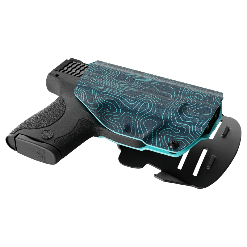 Aqua Topographic Map Custom Printed Holster - Owb Kydex Holster